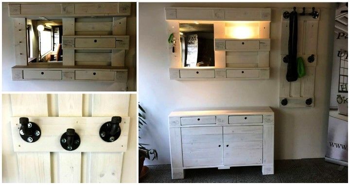 Pallet Chest of Drawers and Coat Rack / DIY Mirror - Pallets Pro